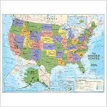 National Geographic: Kids Political USA Education: Grades 4-12 Wall Map ...
