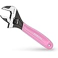 WORKPRO 6-Inch Pink Adjustable Wrench, Cr-V Steel, Wide Jaw Black Oxide ...