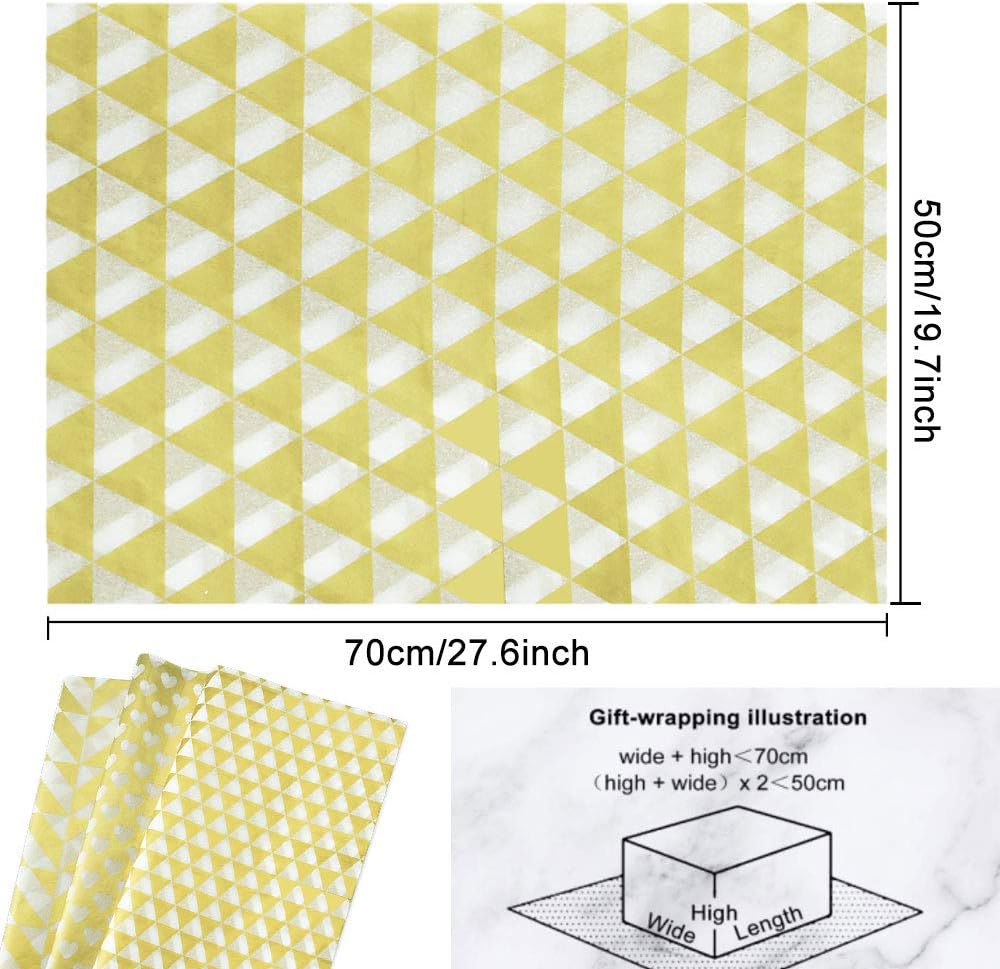 EMAGEREN Christmas Wrapping Paper 60 Sheets Gold White Metallic Tissue ...