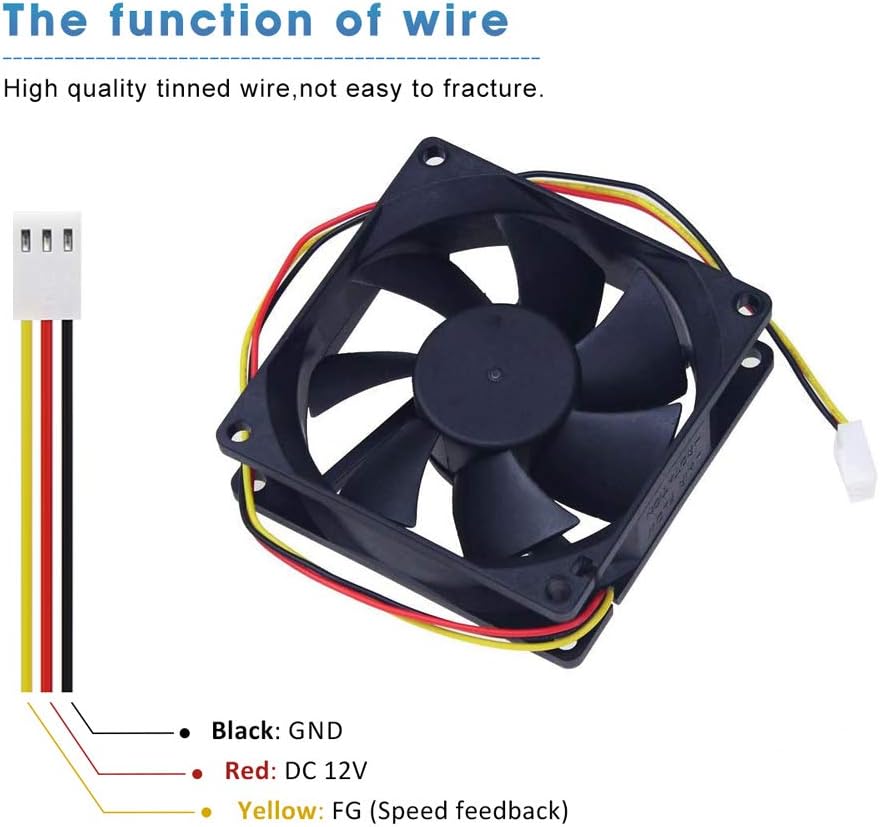 GDSTIME 80mm CPU Cooler DC 12V 80 x 25mm Computer Fan 3 Pin Brushless ...