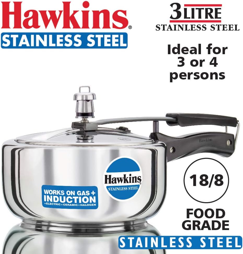 Hawkins B60 Pressure Cooker, 3 L, Silver: Pots & Pans: Amazon.com.au