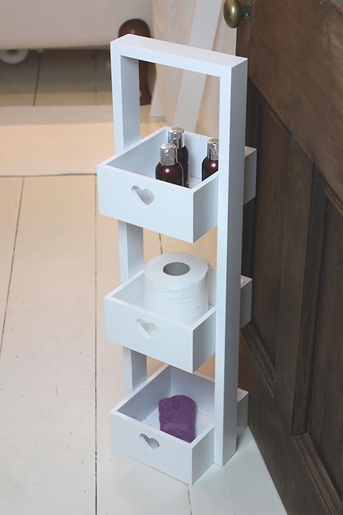 Wooden Three Tier White Free Standing Bathroom Storage Caddy: Amazon.co ...