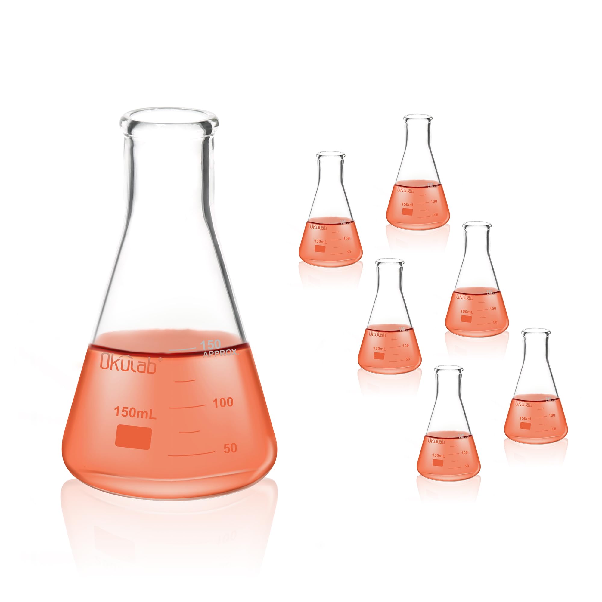 Mua Okulab Conical Flask Set, 150mL Glass Erlenmeyer Flasks, Narrow Mouth, 3.3 Borosilicate ...