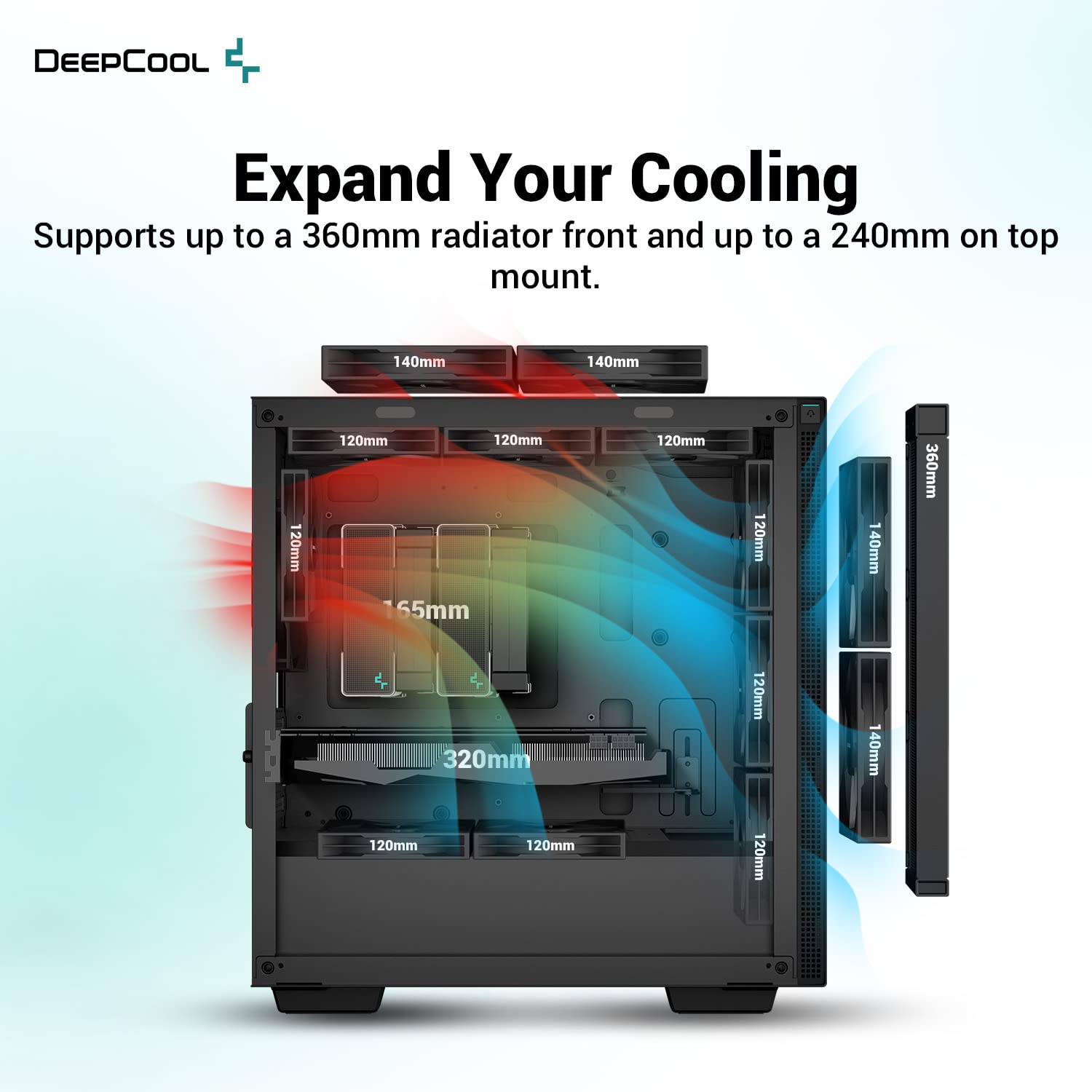 DeepCool CH370 Micro ATX Gaming Computer Case, 120mm Rear Fan Pre-Installed, Ventilated Airflow ...
