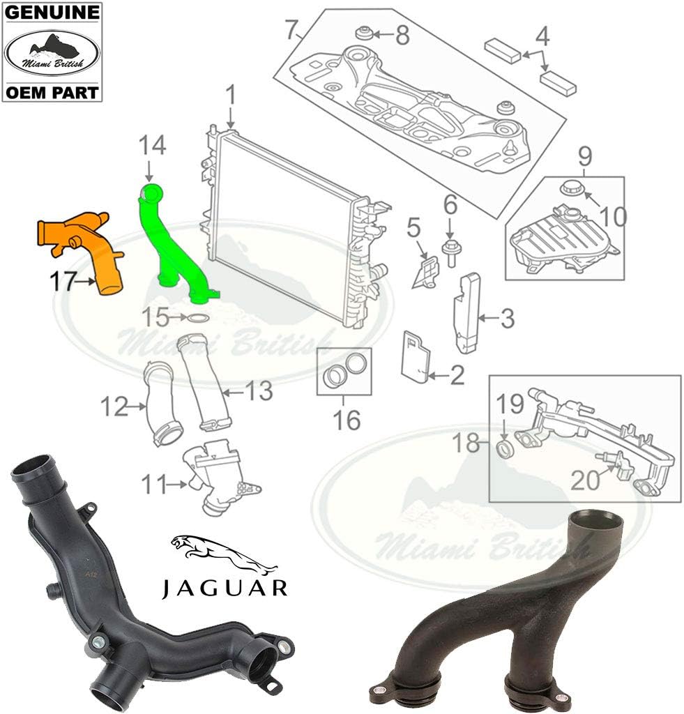 Amazon.com: JAGUAR COOLING SYSTEM OUTLET PIPE TUBE KIT XK XF XJ F-TYPE ...