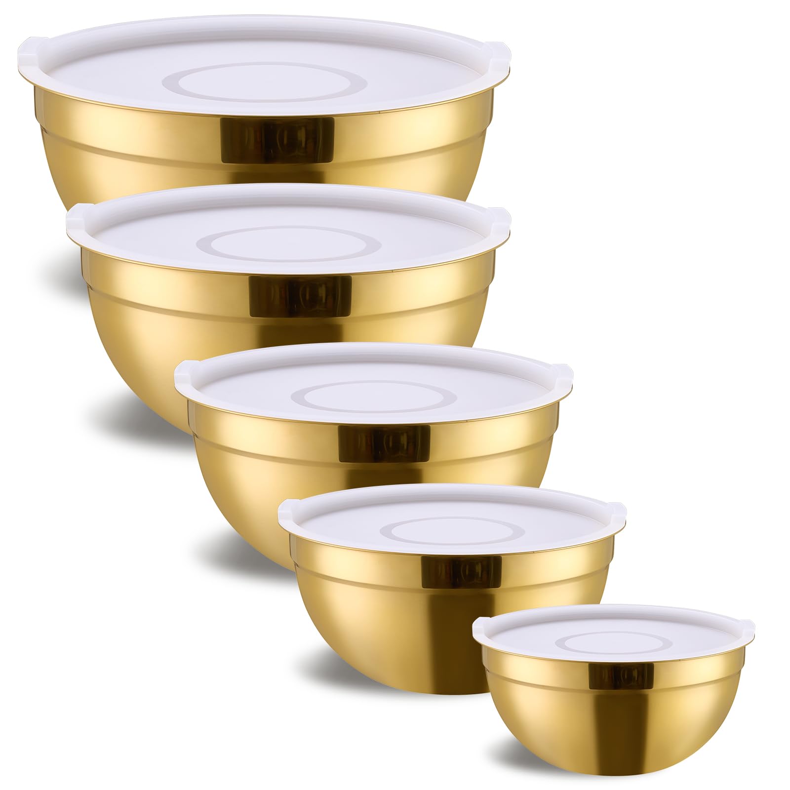 Onlycooker Gold Mixing Bowls With Airtight Lids,Stainless Steel Bowl ...