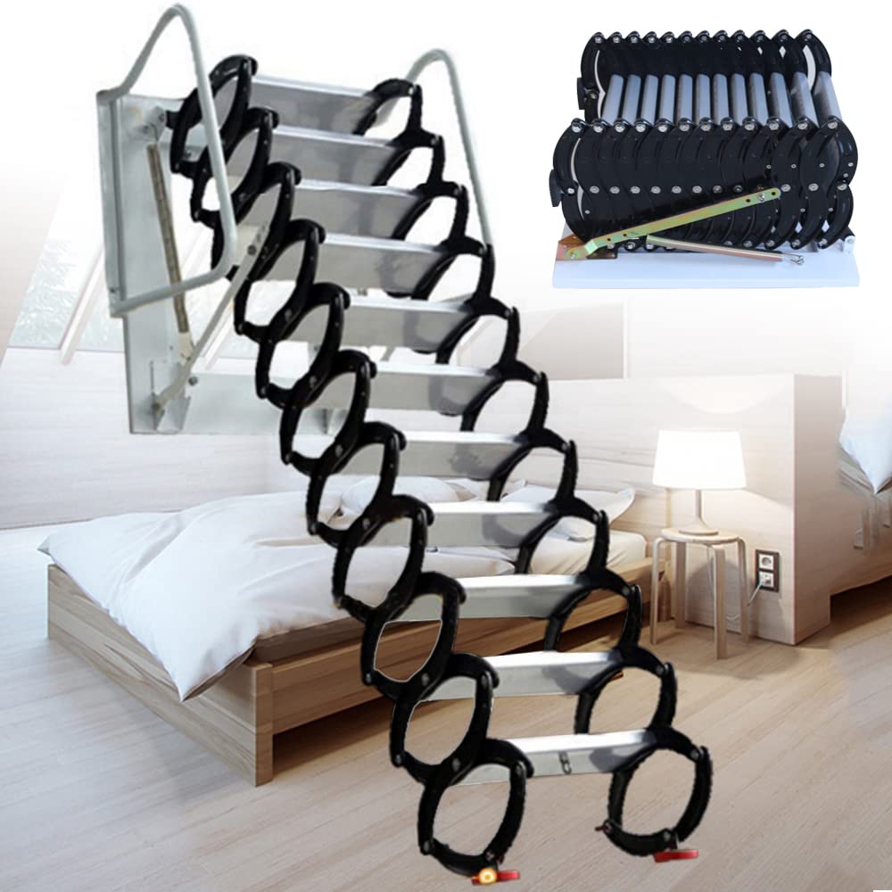 Mua Folding Loft Ladder,11.5FT 12 Steps Wall Mounted Attic Ladder Attic ...