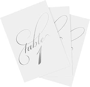 Amazon.com: Bliss Collections Table Numbers, Silver Foil, Double-Sided ...
