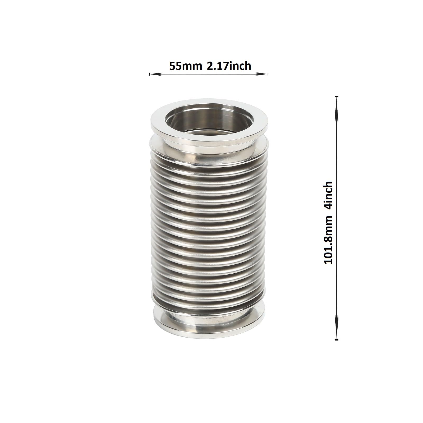 QMINOX SS304 KF40 Vacuum Corrugated Bellows Hose Set Length 100mm ...