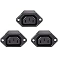 uxcell C13 Panel Mount Plug Adapter 250V AC 10A 3 Pins IEC Inlet Module ...