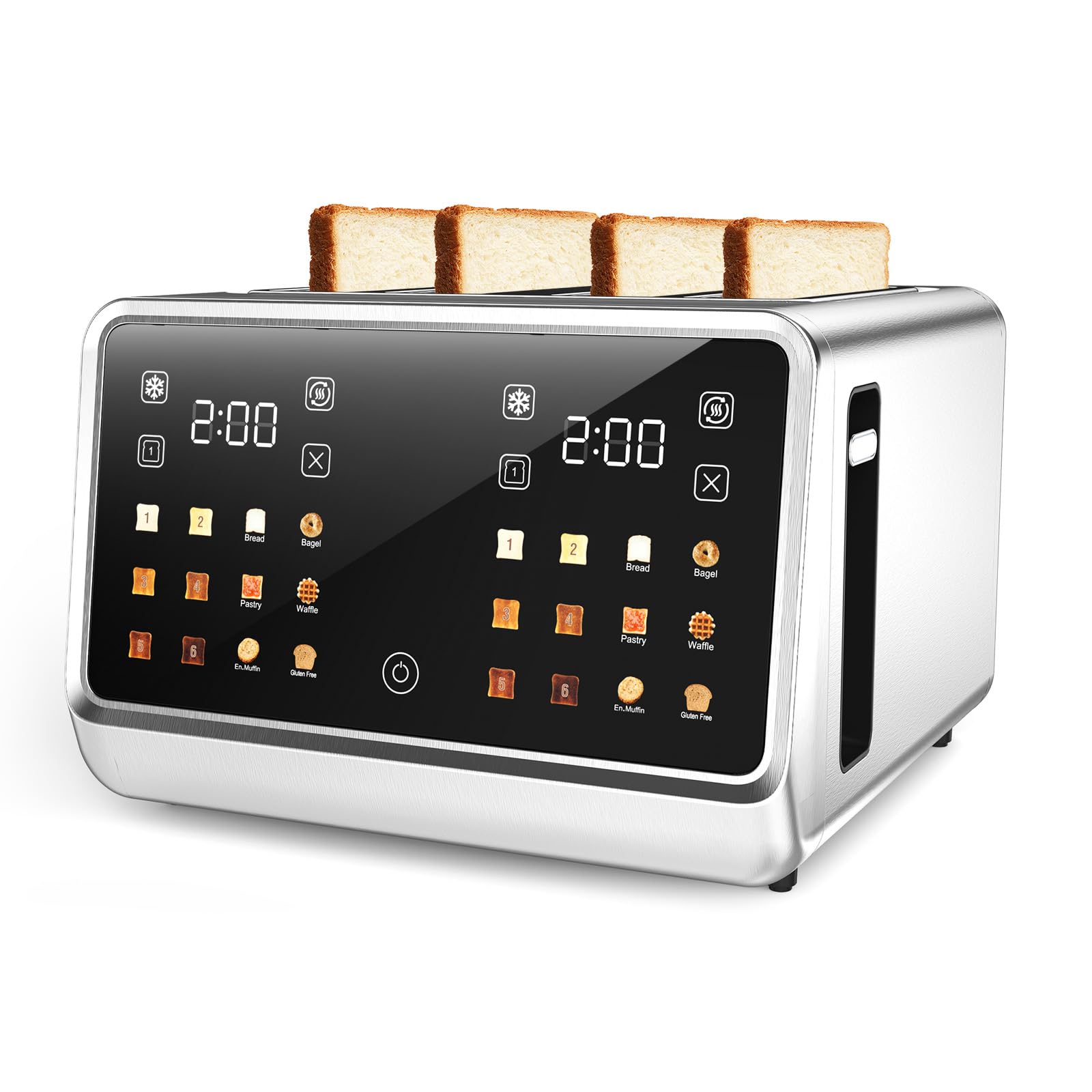 4 Slice Toaster Touch Screen 1.5" Wide Slot, Stainless Steel Digital ...