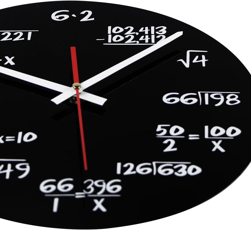 Timelike Math Clock, Unique Wall Clock Modern Design Novelty Maths ...