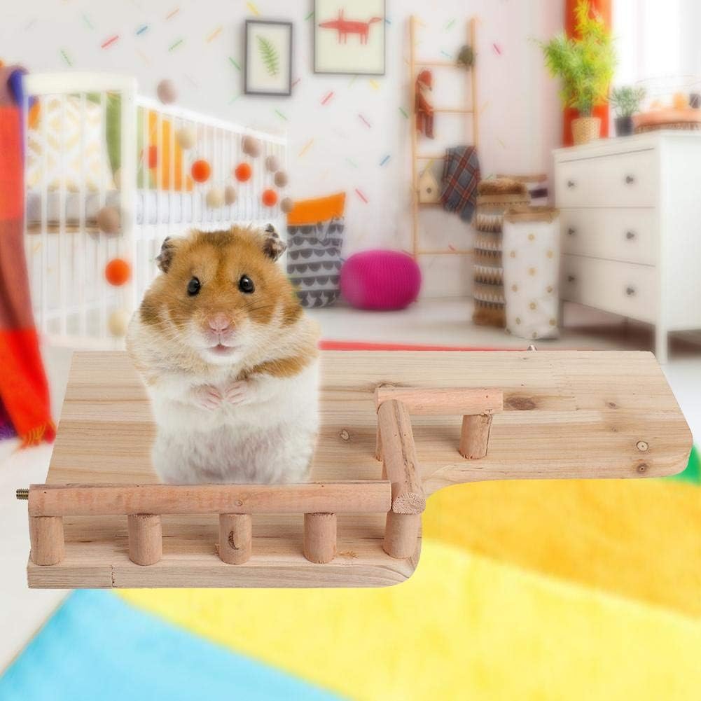 Zerodis Wooden Rest Platform with Railing Small Pet Springboard Hamster ...