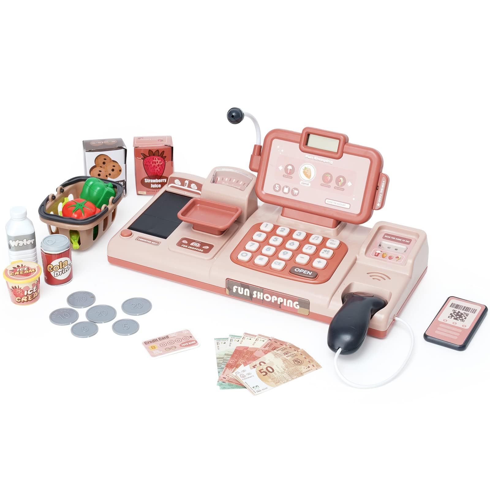 Kids Cash Register Toy Pretend Play Store Toy Set Classic Count Toy ...