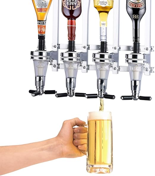 Wall Mounted 4 Bottle Stand Rack Barware Sets, Stable No Leakage 4 ...