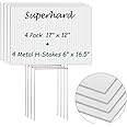 Amazon.com : Blank Yard Signs with Stakes, 4 Pack 17 x 12 inches White ...