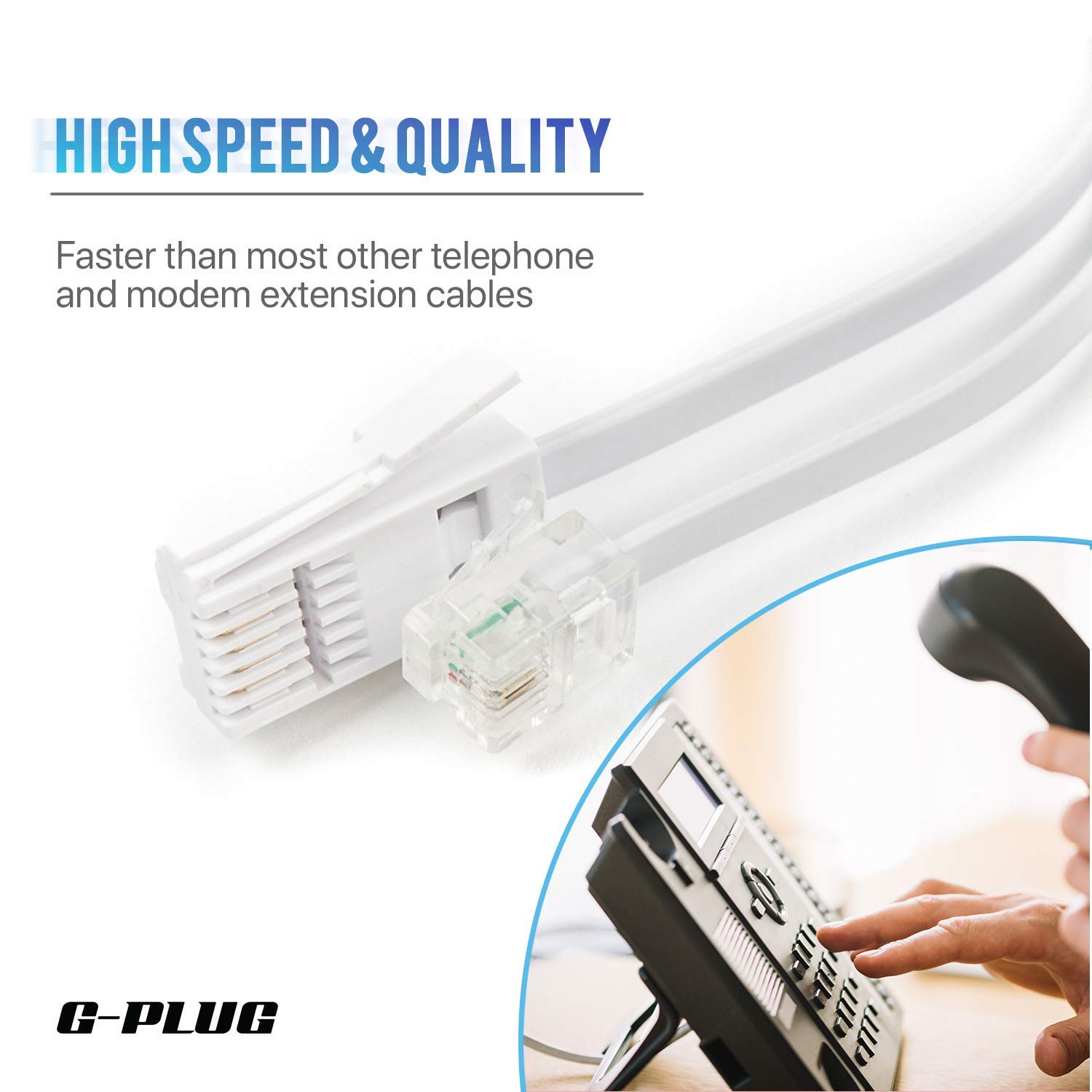 3m Long BT Telephone Cable to RJ11 ADSL Modem Male – 4 Wires 6P4C ...