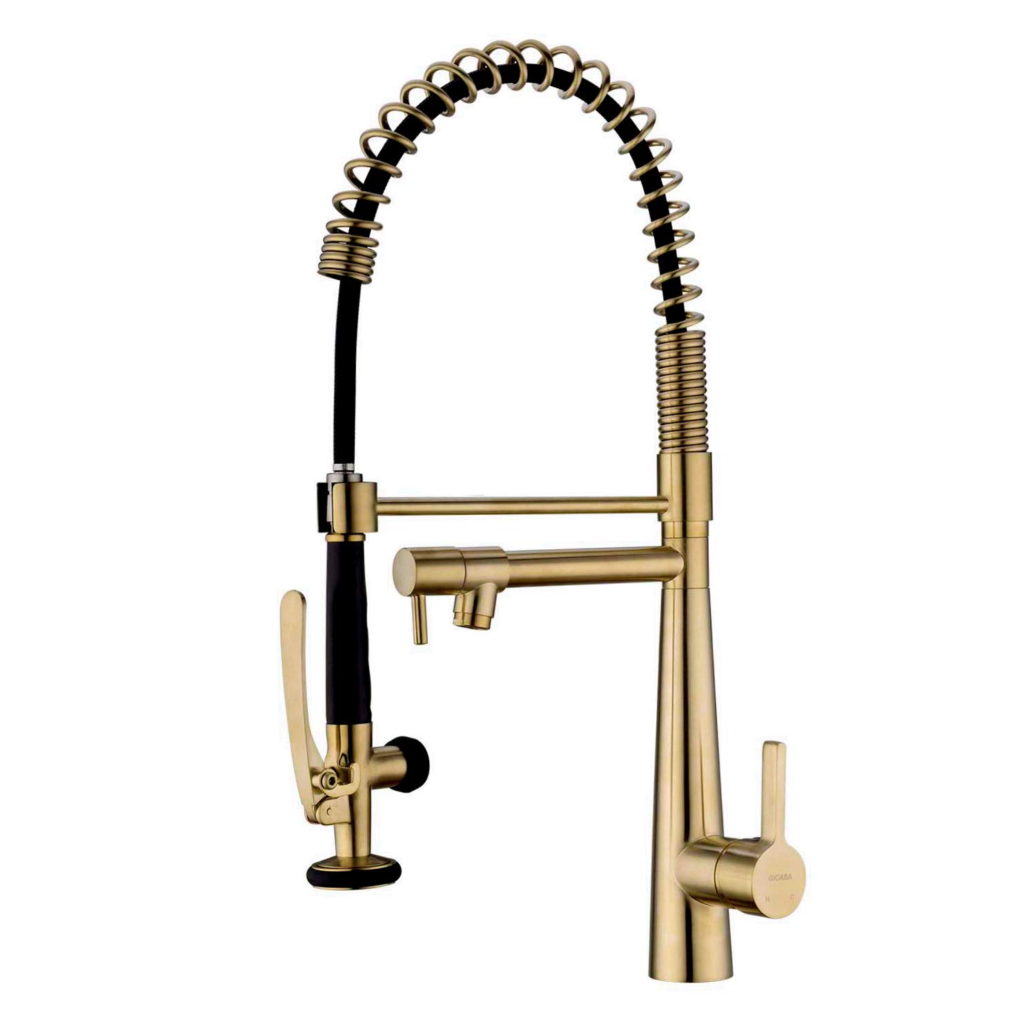 GICASA Kitchen Faucet, Solid Brass Lead Free Gold Kitchen Faucet, Heavy ...