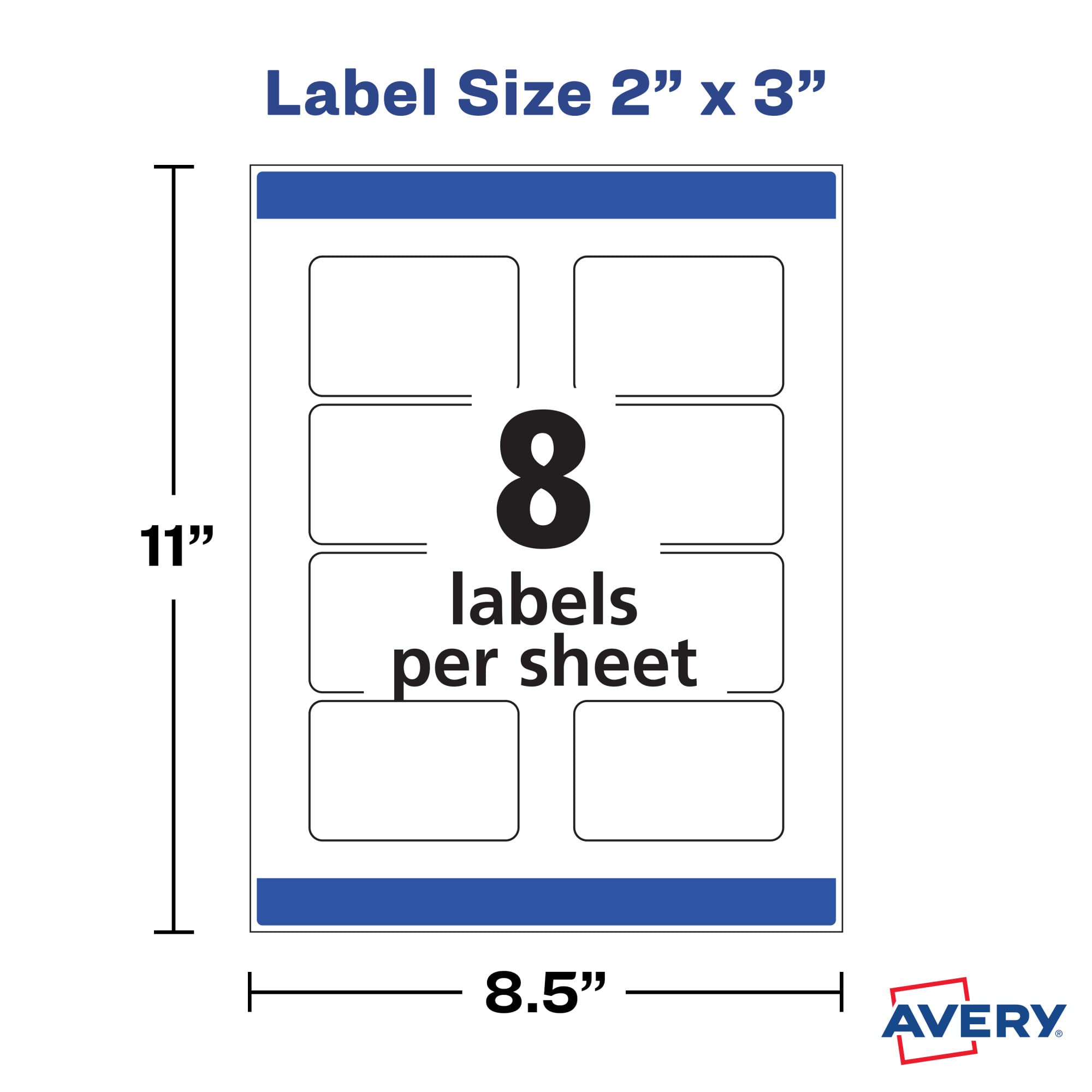 Avery Printable Blank Rectangle Labels, 2" X 3", Glossy Crystal Clear ...