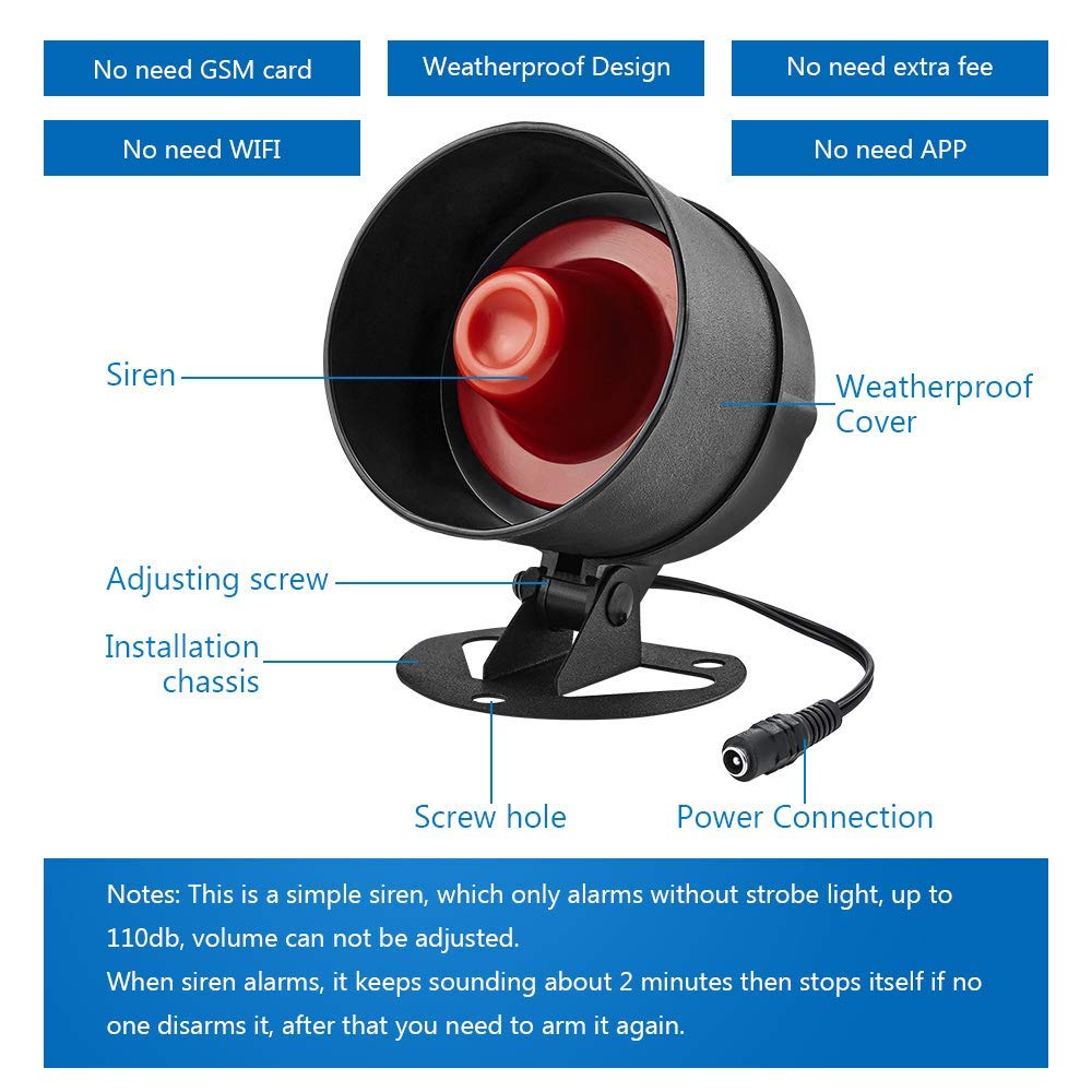 KERUI Home Security System Indoor Outdoor Weather-Proof Siren Window Door Sensors Motion Sensor ...