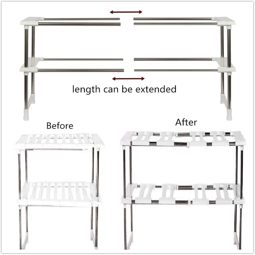 Under Sink Shelf Adjustable Kitchen Storage Organiser Extenable Multi ...