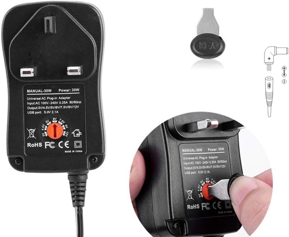 30W Universal Multi Voltage AC to DC Power Adaptor 100-240AC to 3,4.5,5 ...