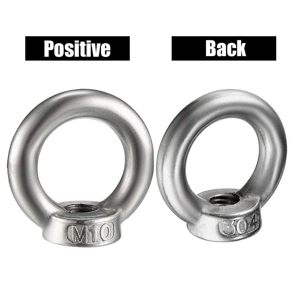 10 Pieces M6 Lifting Eye Nut, 304 Stainless Steel Hardware Eye Nut ...