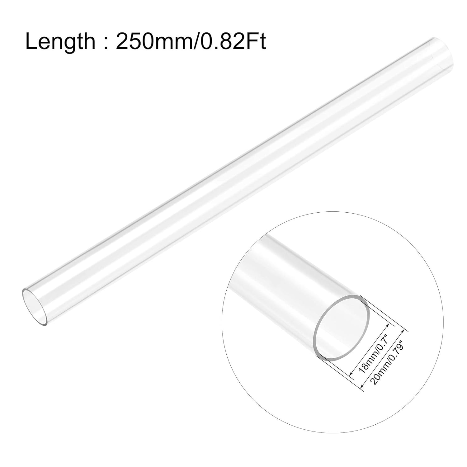 sourcing map Clear Rigid Storage Tubing with Black Lids 18mm(11/16”) ID ...