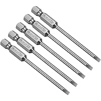 uxcell 5 Pcs 2.5mm Slotted Tip Magnetic Flat Head Screwdriver Bits, 1/4 Inch Hex Shank 2-inch ...