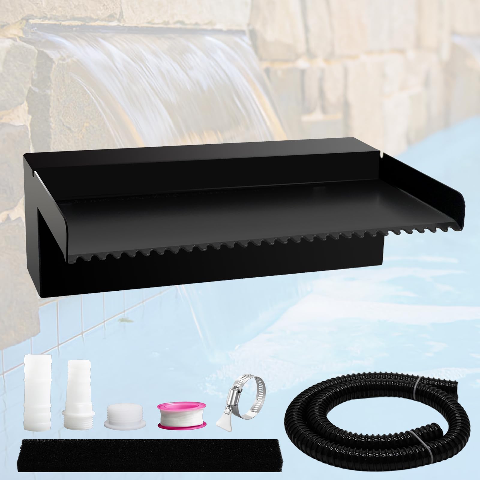 Pamopamo Pond Waterfall Spillway Pool Fountain Water Feature, Black ...