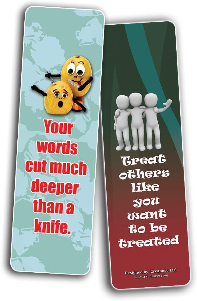 Creanoso Anti-Bullying Slogans Bookmarks for Kids (60-Pack) – Premium ...
