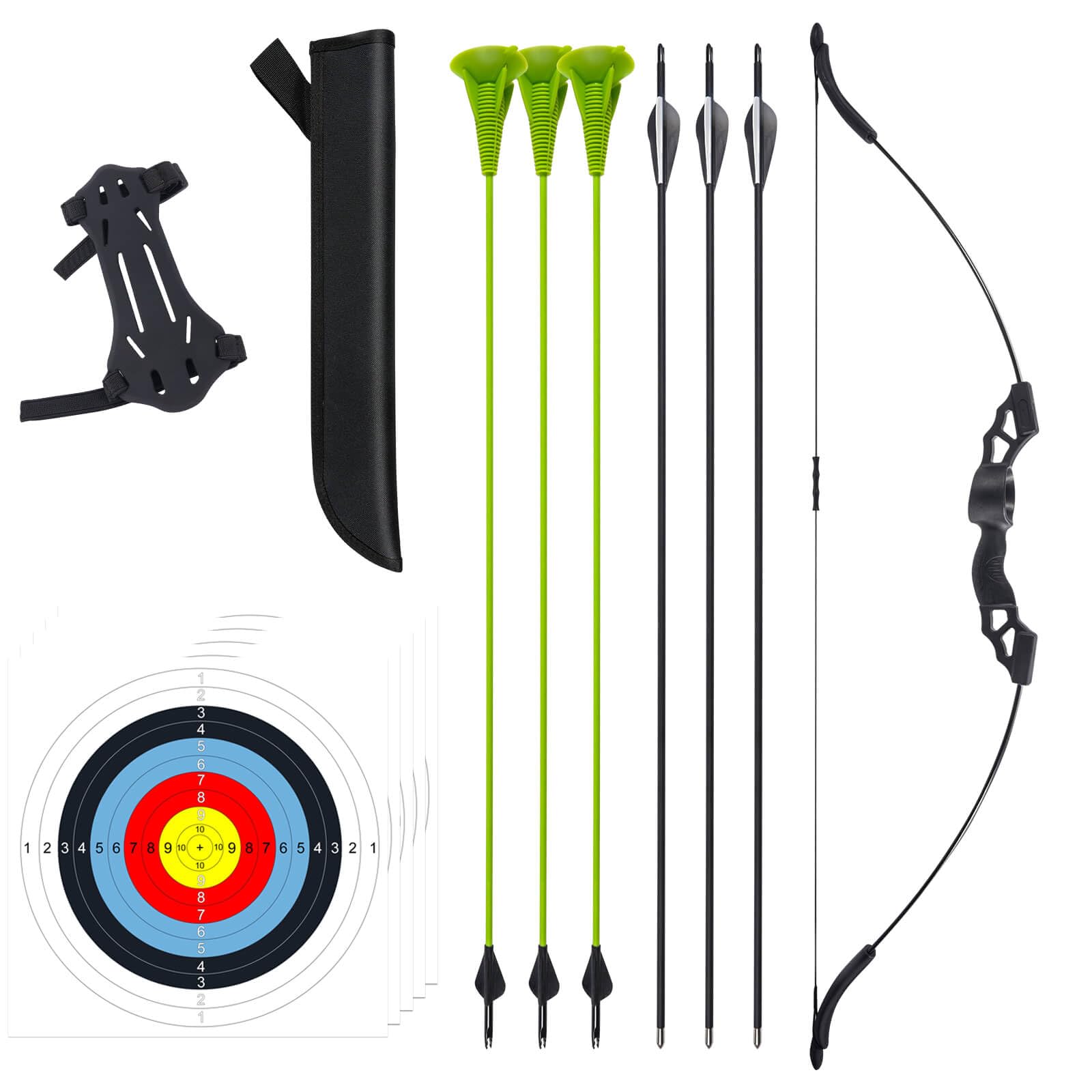VALYPANOR Bow and Arrow Set for Youth Junior Archery Longbow Training ...
