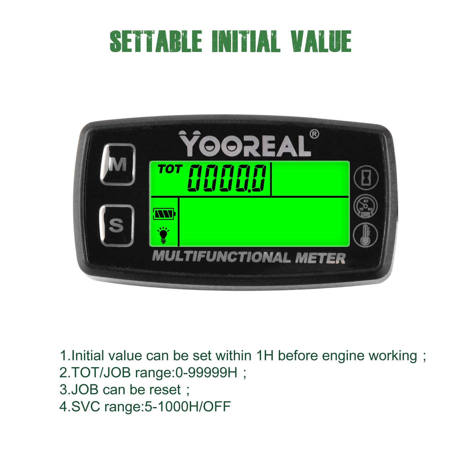 Mua Yooreal Digital Engine Temperature Gauge Meter,Tachometer and Hour ...
