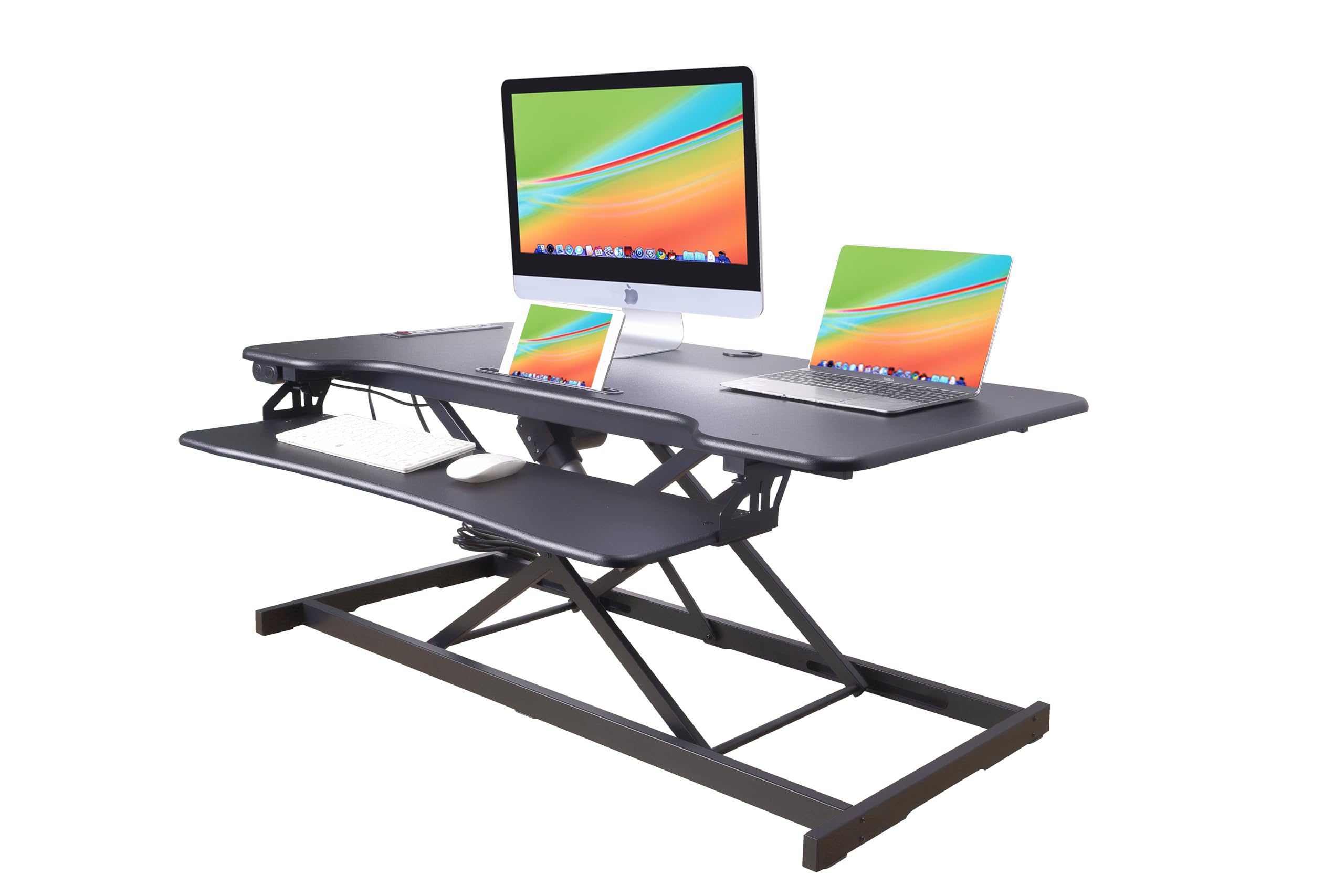 Rocelco 46" Electric Standing Desk Converter with AC Outlet USB Charger ...