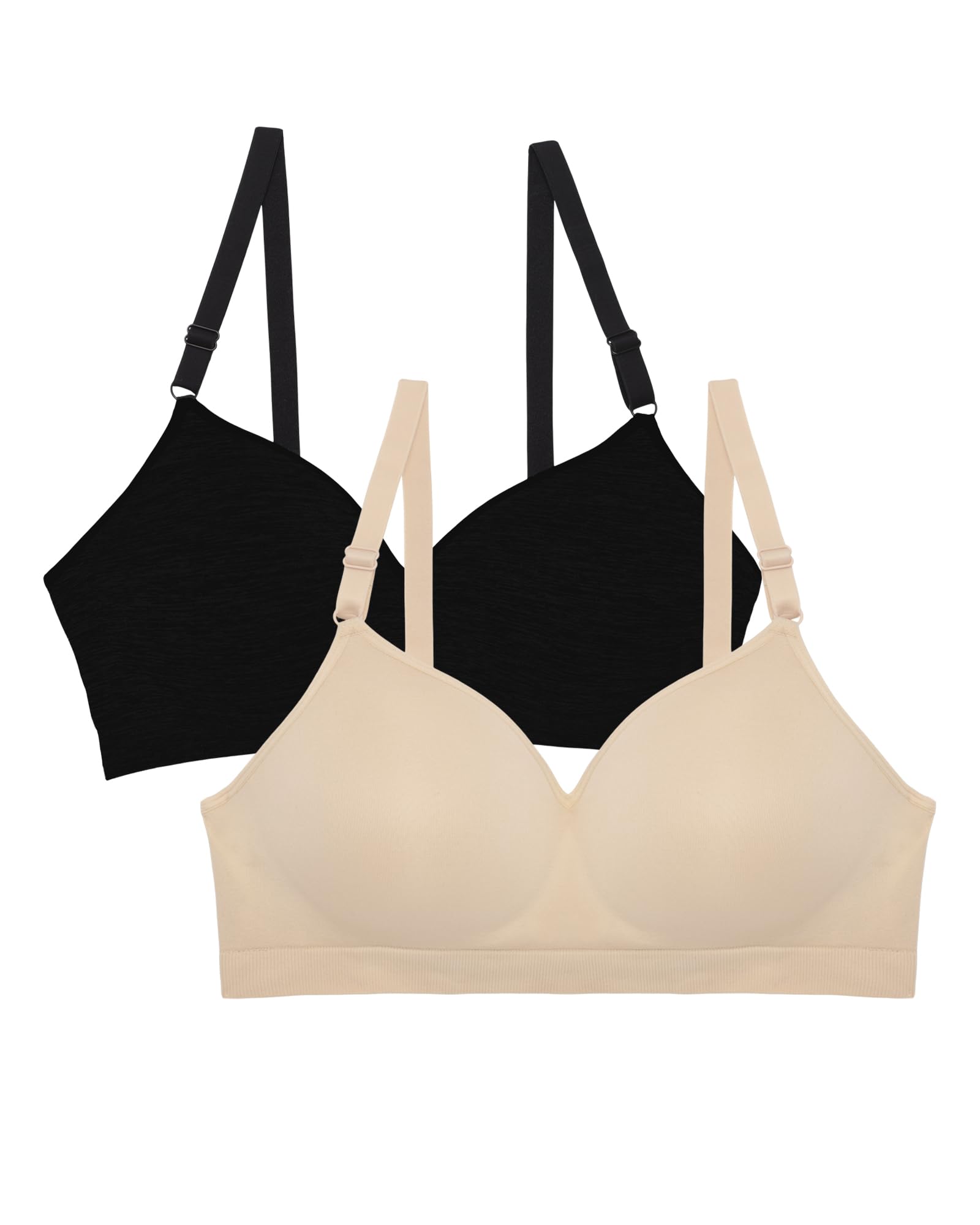 Fruit of the Loom Women's Seamless Wire Free Push-Up Bra, Black Hue/in ...