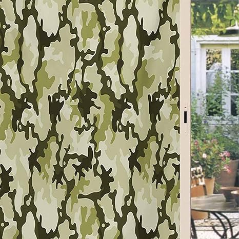 ScottDecor Camo Door Window Covering Pattern in Green Shades Background ...