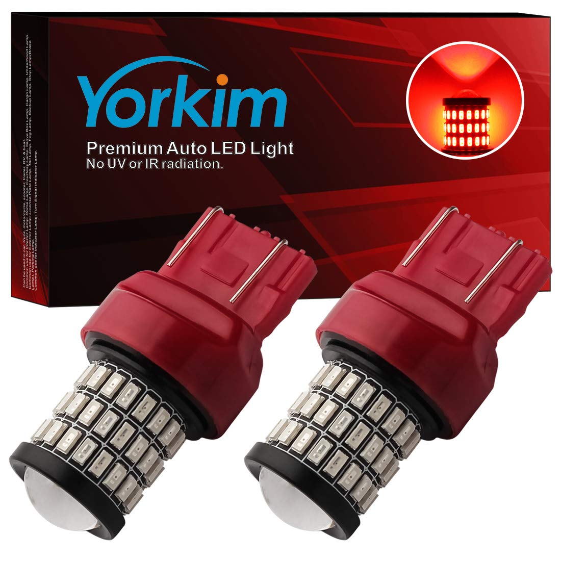 Yorkim Ultra Bright T20 7440 7443 Red Led Bulbs for Reverse Light, 7440 ...