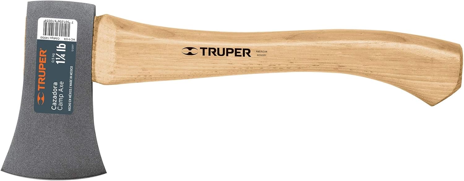Truper HC-1-1/4, Hacha cazadora 1 1/4 lb con mango de hickory 14": Amazon.com.mx: Herramientas y ...