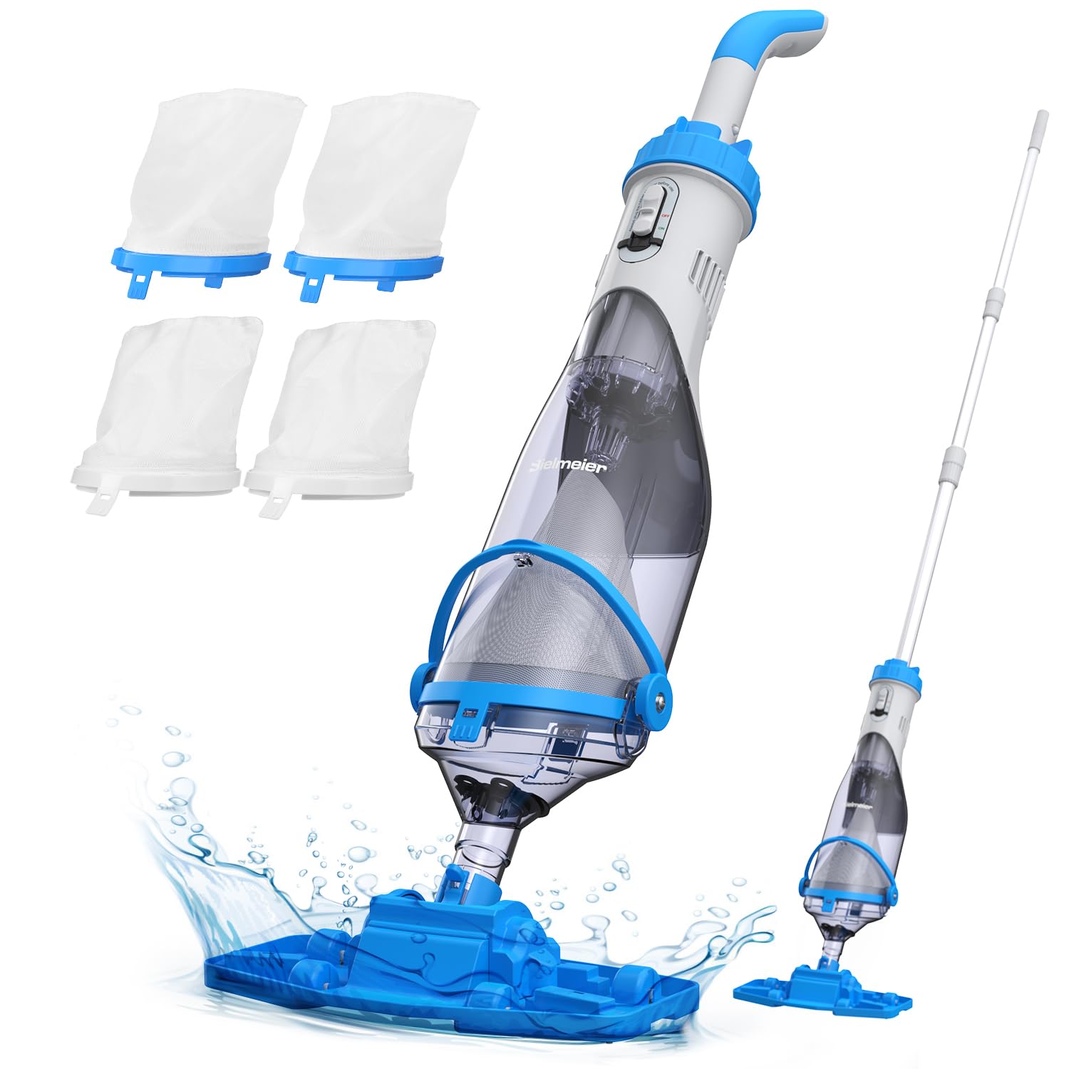 BIELMEIER Cordless Pool Vacuum with Telescopic Pole, Handheld ...