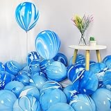 Amazon.com: MIUMIUQUE Blue Marble Balloons Tie Dye Agate Latex Balloons ...