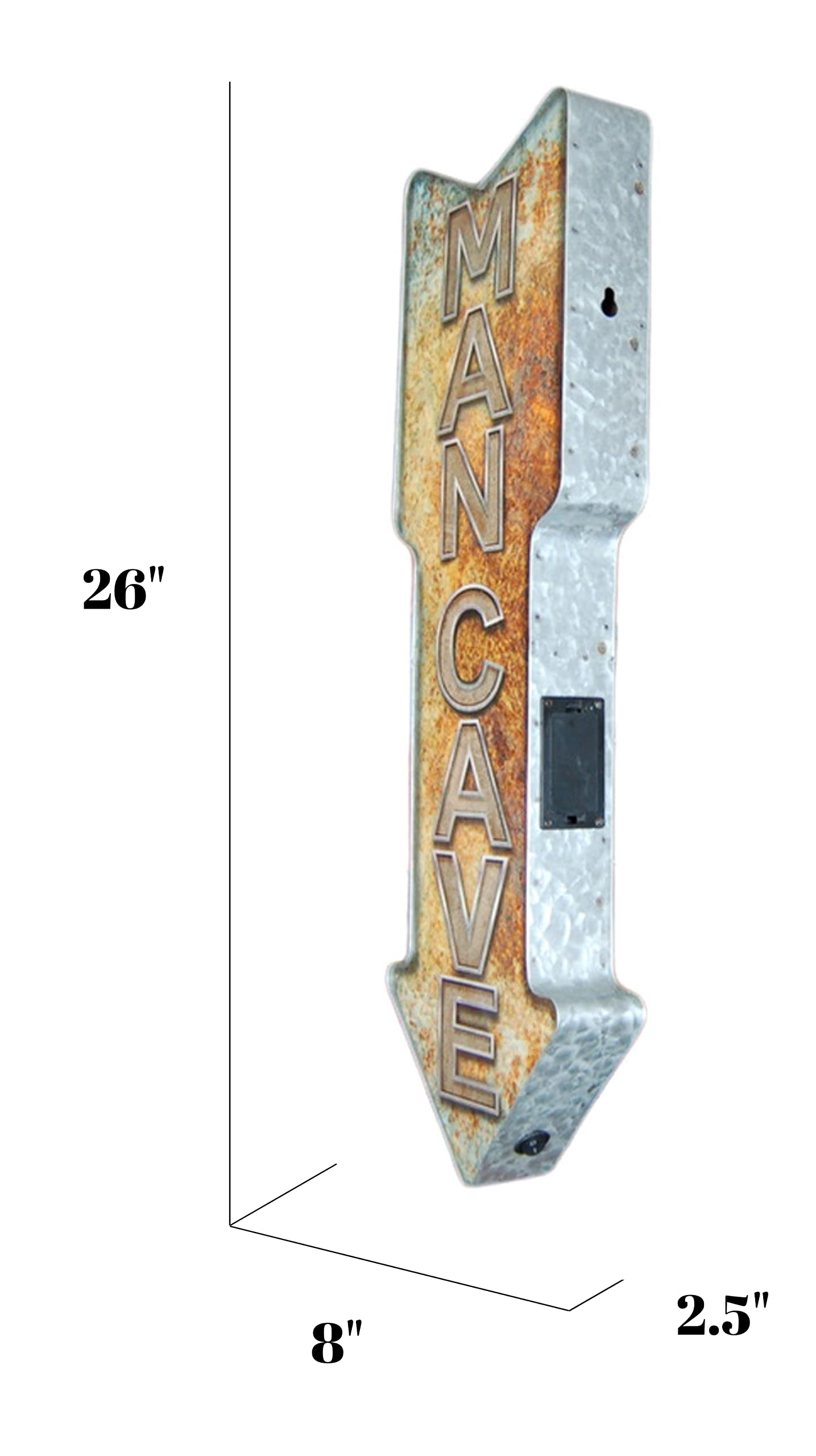 Man Cave Double-Sided Marquee Sign With Vintage Print And LED Bulbs ...