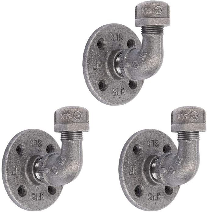 Amazon.com: Industrial Pipe Decor Coat Hook Set of 3 - Heavy Duty Wall ...