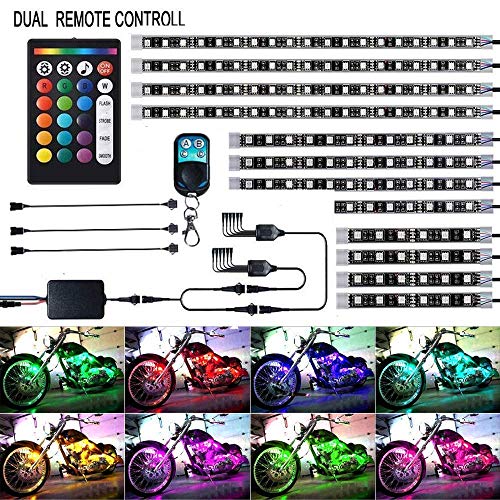 12Pcs Motorcycle LED Light Kit Strips Multi-Color Accent Glow Neon ...