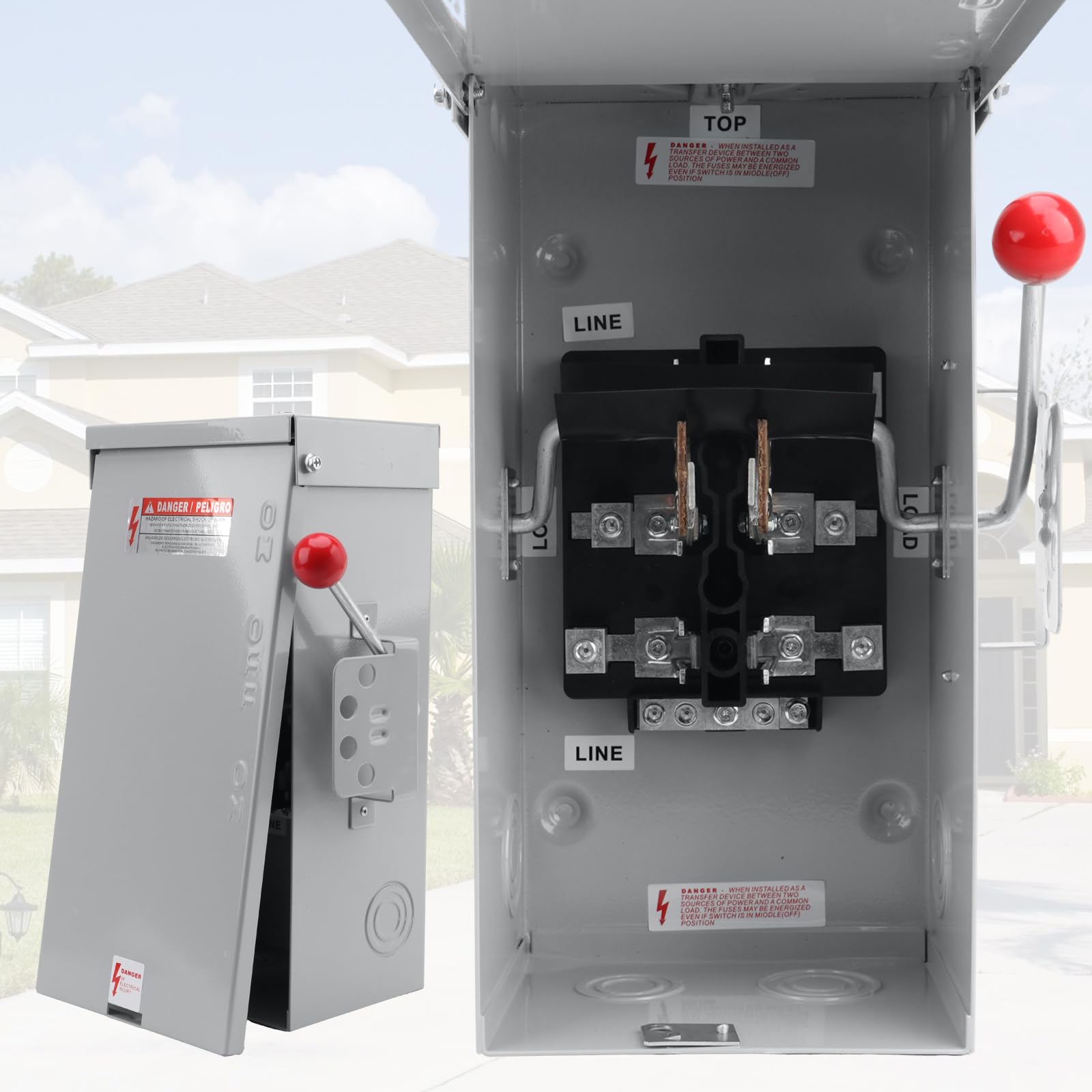 100A Generator Transfer Switch Box,24,000w 120/240 Volt Manual Transfer ...