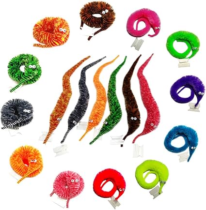 Amazon.com: 24 Pieces Magic Worms Toys Wiggly Worms Fuzzy Worm Toys ...