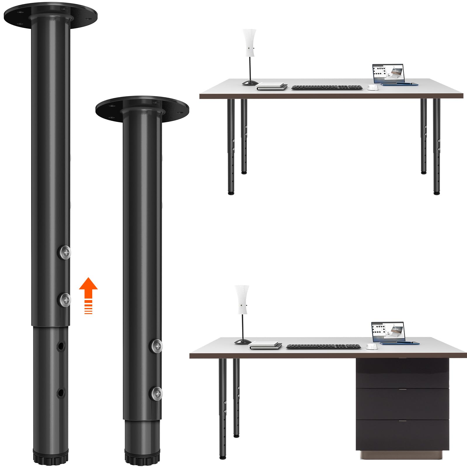 KOMOHOM Adjustable Metal Desk Leg 21~36 Inch, Adjustable Metal Table ...