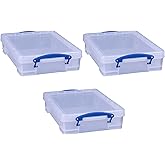 Amazon.com: Really Useful Box 4 Liter Plastic Stackable Storage Container w/Snap Lid & Built-In ...