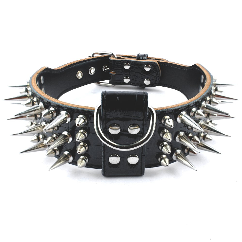 PET ARTIST 2" Wide Luxury Sharp Spiked Dog Collar, Durable Anti-Biting ...