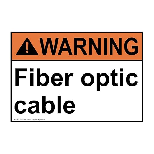 Warning Caution Fiber Optic Cable ANSI Safety Label Decal, 5x3.5 in ...