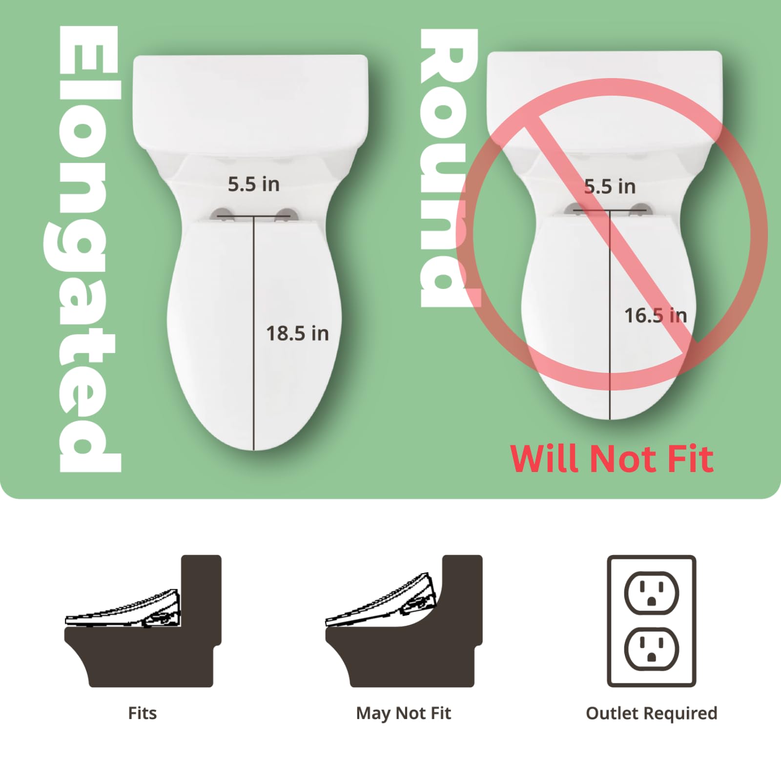 Inus N32 Electric Heated Bidet Toilet Seat Elongated, Warm Water, Smart ...